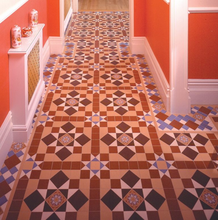 Original Style Victorian Floor Tiles Chatsworth Pattern 6 colour