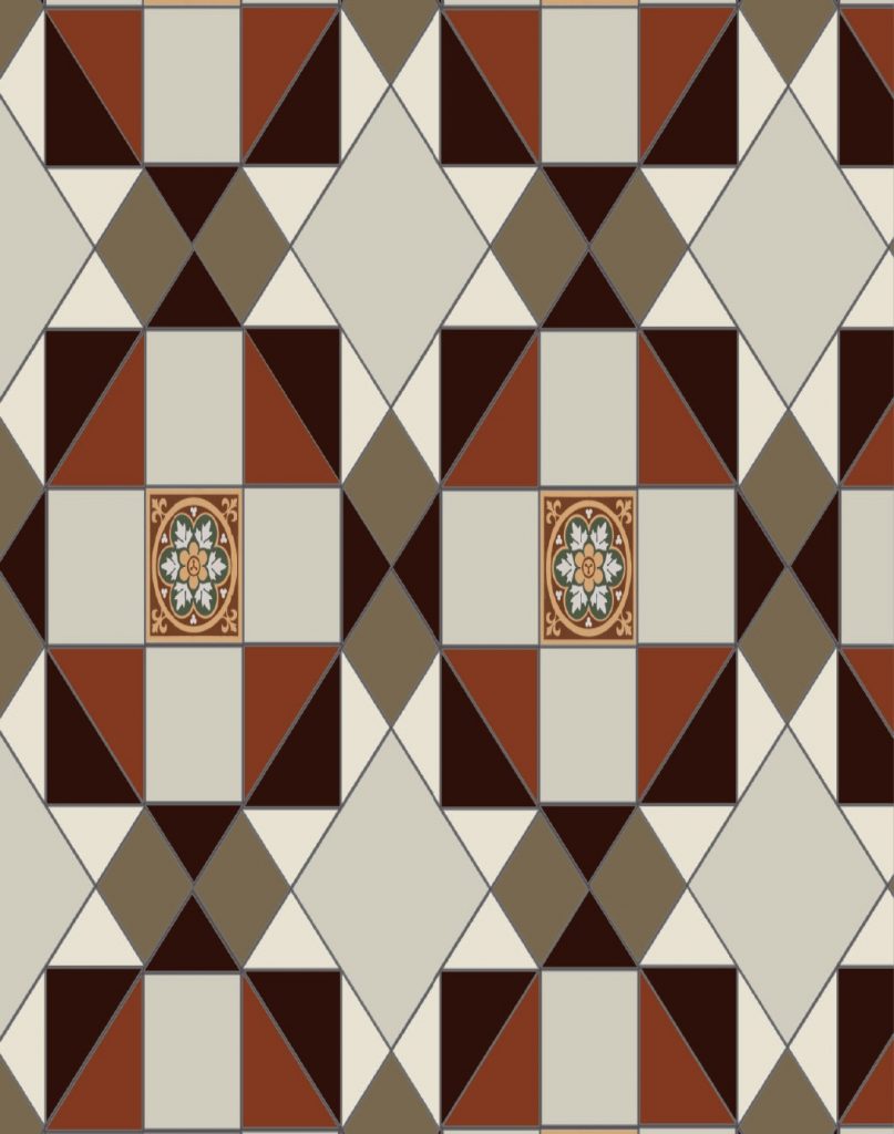 Original Style Victorian Floor Tiles Rochester 5 Colour Pattern